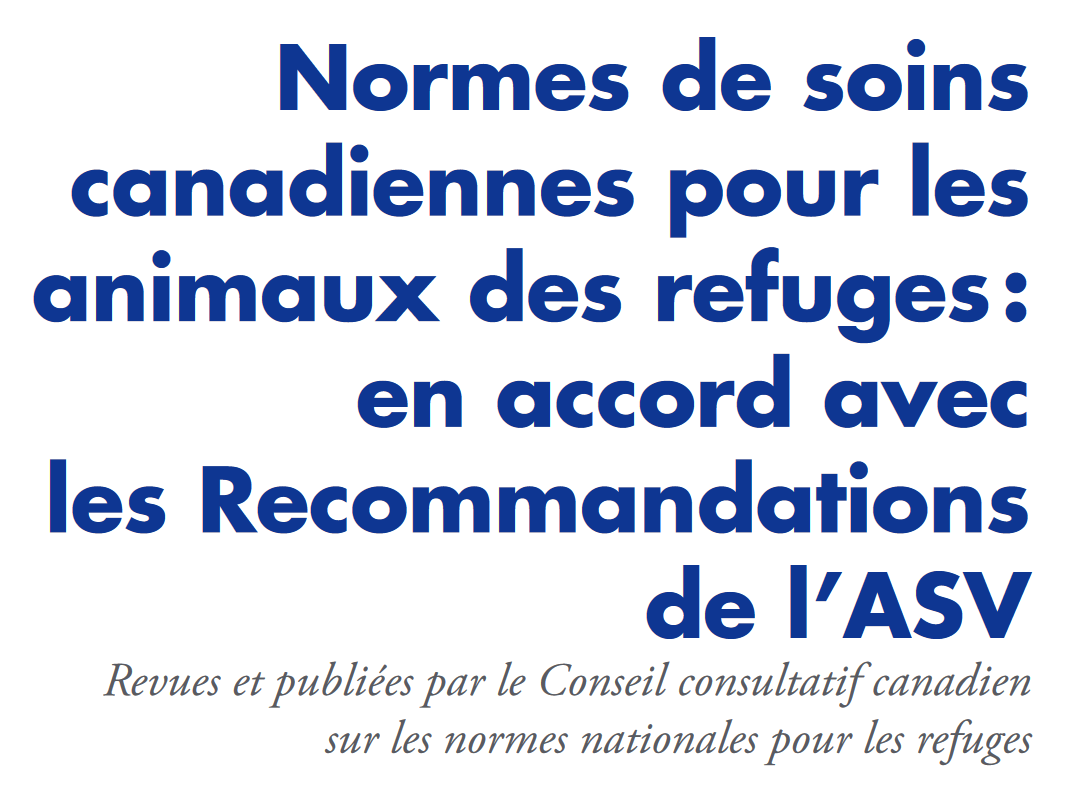 Canadian Standards of Care in Animal Shelters: Supporting ASV ...